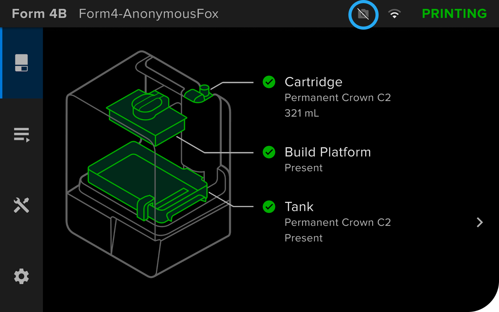 Using the camera on Form 4 generation printers